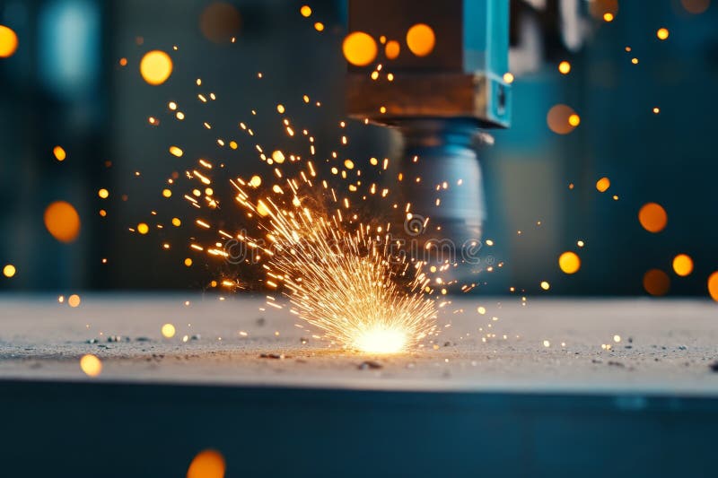 Industrial Metal Sparks and Cutting Closeup of Sparks Flying during ...