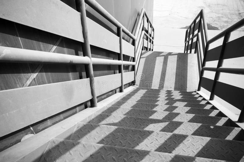 Industrial Metal Staircase Perspective Stock Photo - Image of white ...