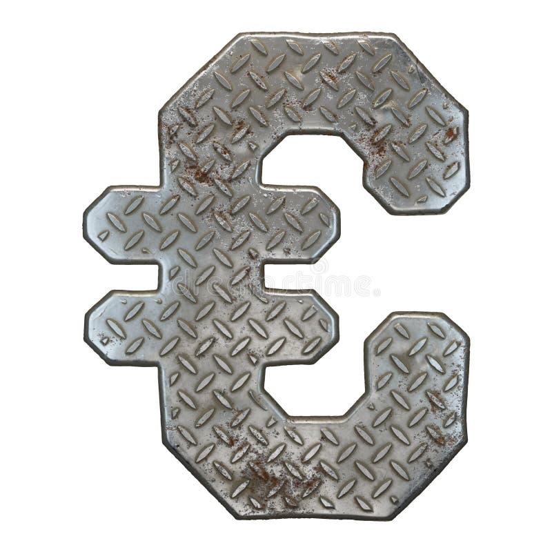 Industrial Metal Symbol Euro on White Background 3d Stock Illustration ...