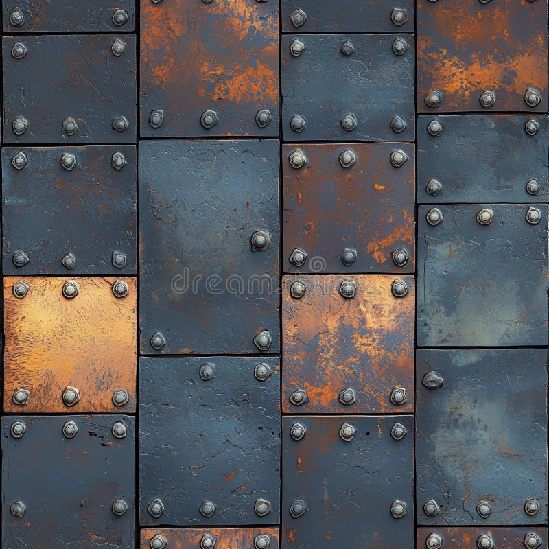 Industrial Metal Wall with Rivets Showcasing a Rustic and Robust Design ...