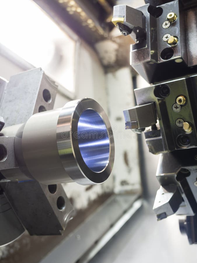 Industrial Metal Work Machining Process by Cutting Tool on CNC L Stock ...