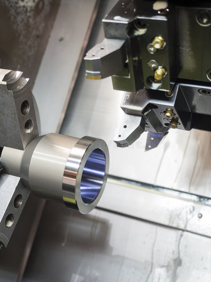 Metal Work Machining Process by Cutting Tool on CNC L Stock Photo ...