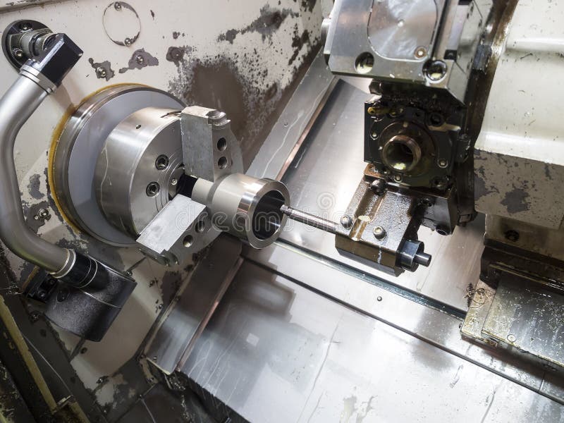 Metal Work Machining Process by Cutting Tool on CNC L Stock Photo ...