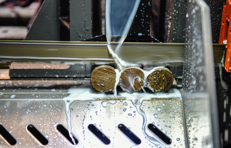 Industrial Metal Working Cutting Process the Raw Material Bar Clamping ...