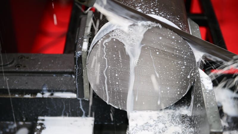 Industrial Metal Working Cutting Process the Raw Material Bar Clmaping ...