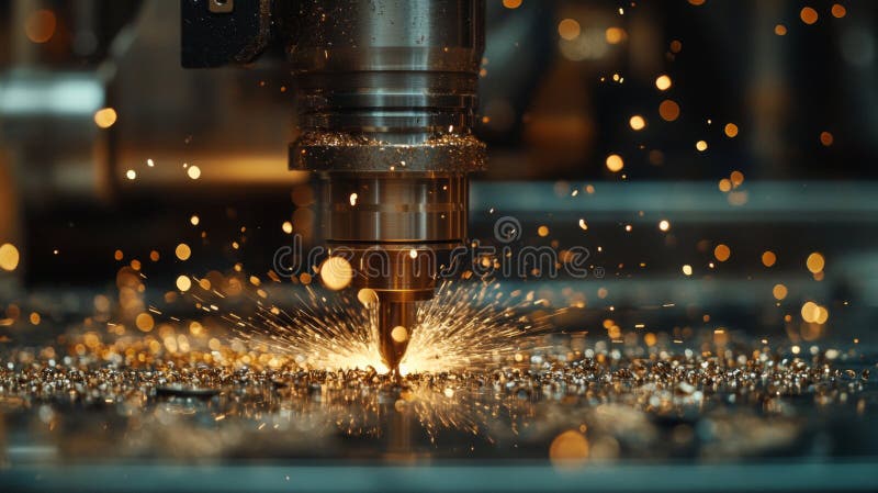Industrial Metalworking Machine Creates Sparks during Operation Stock ...