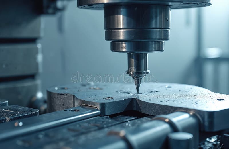 Industrial Metalworking with Milling Cutter. Steel Part Machining in ...