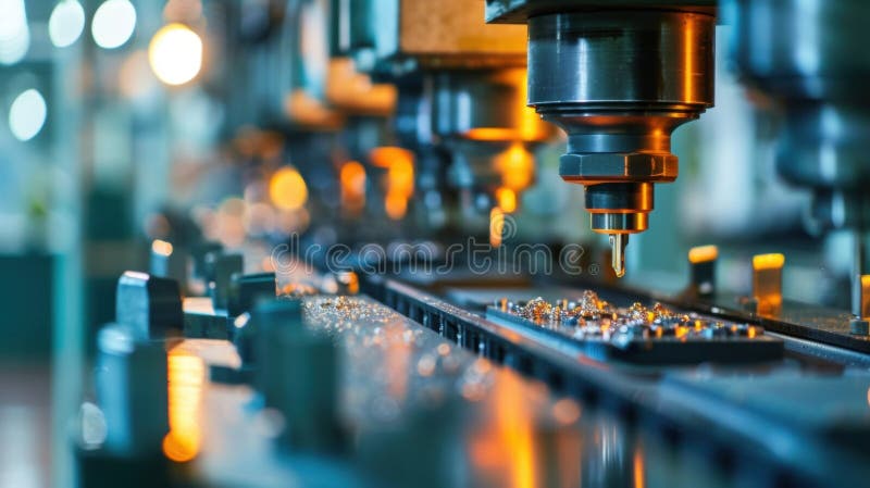 Industrial Milling Machine Creating Metal Detail at Factory Stock Image ...