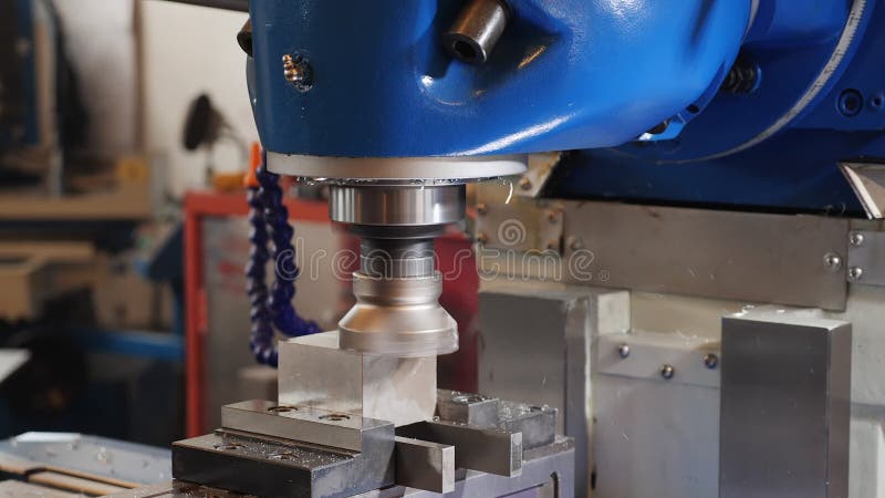Industrial Milling Machine Work on Aluminium Workpiece Stock Footage ...