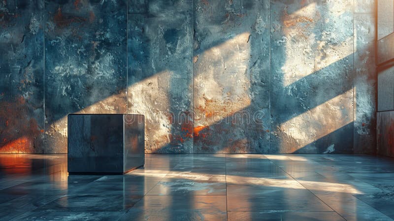 Industrial Minimalist Interior with Sunlight Casting Shadows, Abstract ...