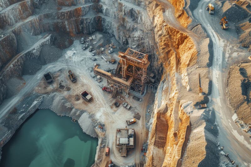Industrial Mining Complex with Machinery and Conveyor Amidst Rocky ...