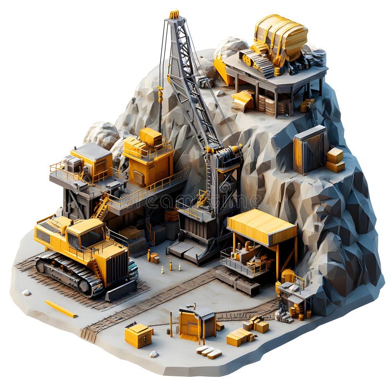 Industrial Mining Complex Scene, Isometric View Stock Illustration ...