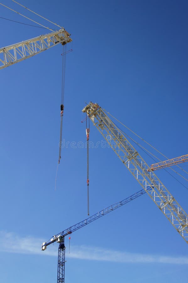 Tall Cranes on Construction Site. Stock Image - Image of program, crane ...