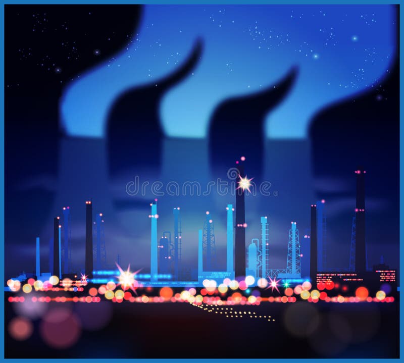 Industrial night lights stock vector. Illustration of starry - 81947987