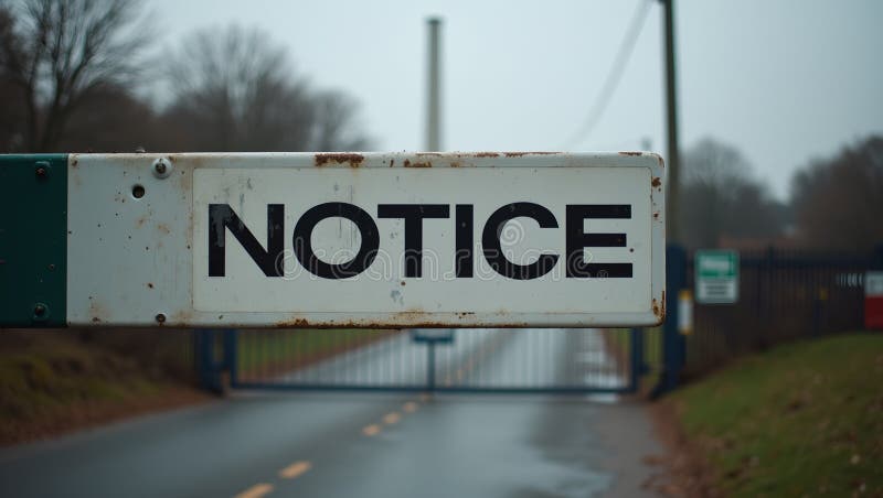 Industrial Notice Sign at Factory Gate Stock Illustration ...