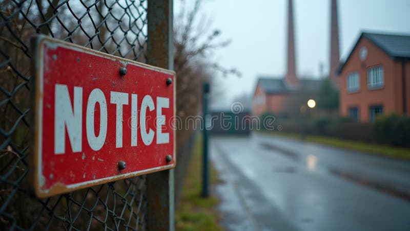 Industrial Notice Sign at Factory Gate Stock Illustration ...
