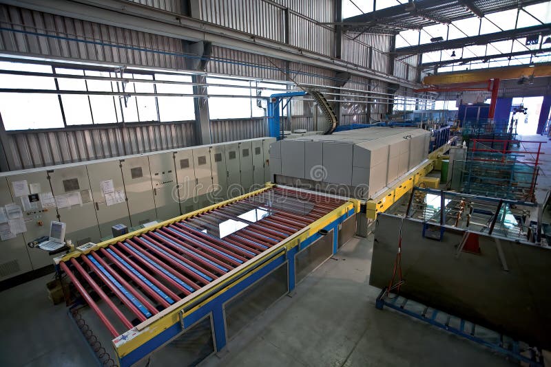 Glass Tempered Working Machine Stock Image - Image of cutting, control ...