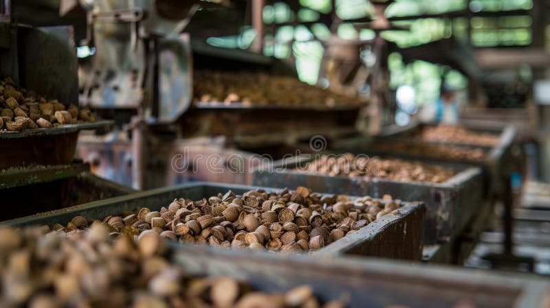 Industrial Nut Processing Plant Stock Image - Image of fabric, salad ...
