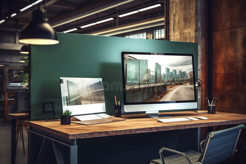 Industrial Office Mockup Responsive Website Builder on Laptop Screen ...
