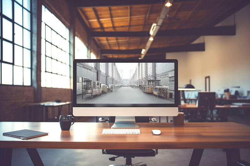 Industrial Office Mockup Responsive Website Builder on Laptop Screen ...