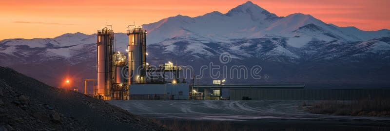 Oil Extraction Setup with Industrial Structures Against a Stunning ...