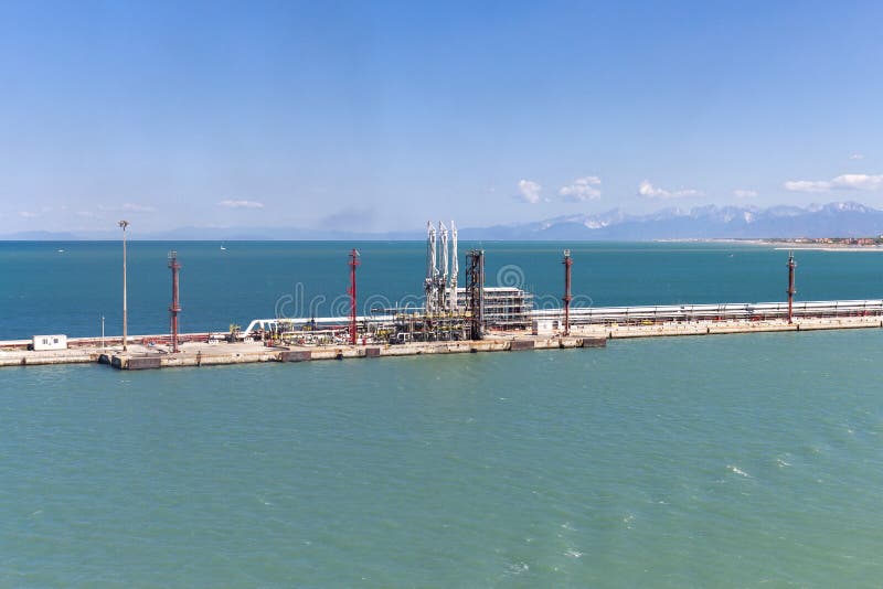 Oil Loading and Discharge Station for Tanker Ships in a Harbor Stock ...