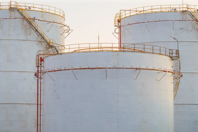 Industrial Oil Tanks in a Refinery. Stock Photo - Image of container ...
