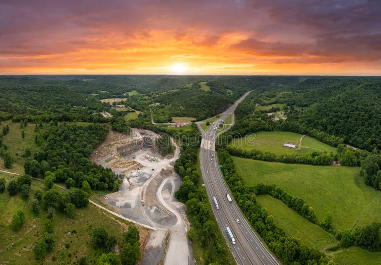 Industrial Open-pit Mining Site with Limestone Quarry at Mountain ...