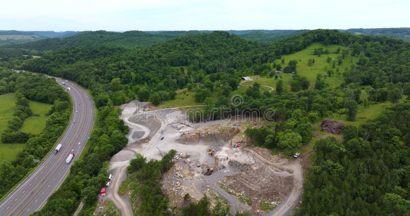 Industrial Open-pit Mining Site with Limestone Quarry at Mountain ...