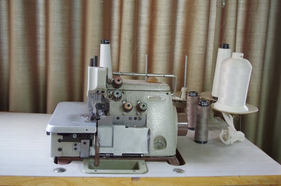 Industrial Overlock Sewing Machine in Sewing Workshop Stock Photo ...