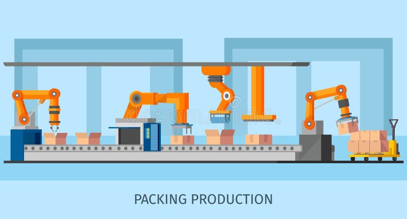 Industrial Packing System Process Template Stock Vector - Illustration ...