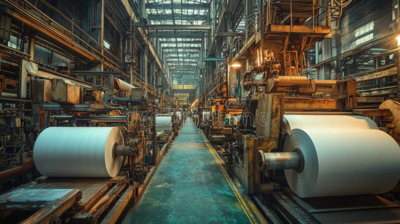 Paper factory stock vector. Illustration of spruce, roll - 268570806