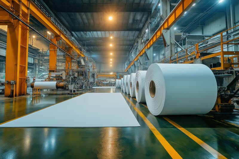 Industrial Paper Production Facility with Large Rolls in a Modern ...