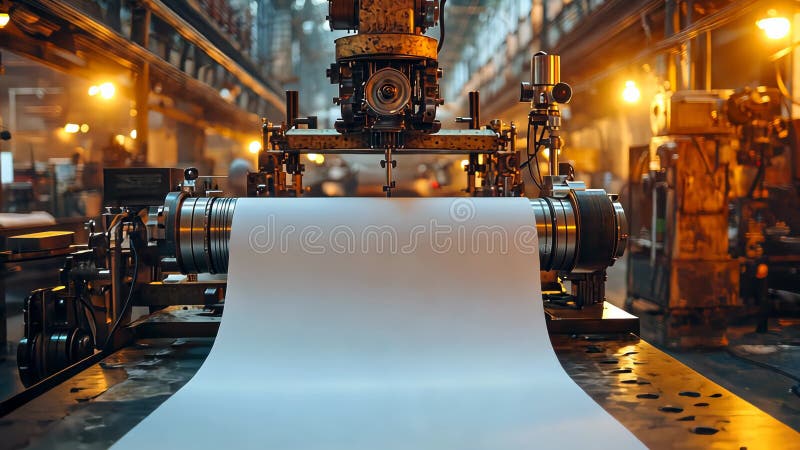 Industrial Paper Roll Machine in Workshop with Large Windows, Natural ...