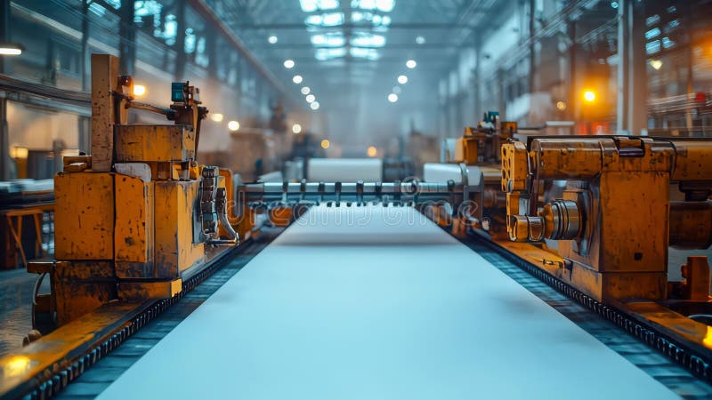 Industrial Paper Roll Machine in Workshop with Large Windows, Natural ...