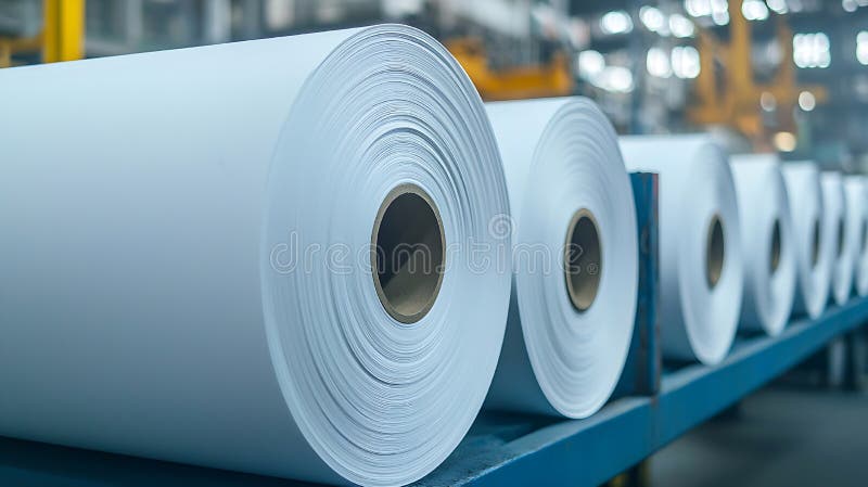 Industrial Paper Rolls Ready for Conversion, Large Spools Lined for ...
