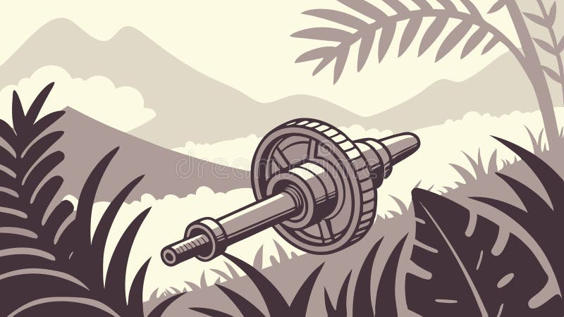 Industrial Part in Lush Foliage, Machine in Nature, Vector Design ...