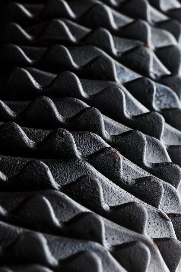 Industrial Pattern, Closeup of Black Metallic Harrow Disks with Teeth ...