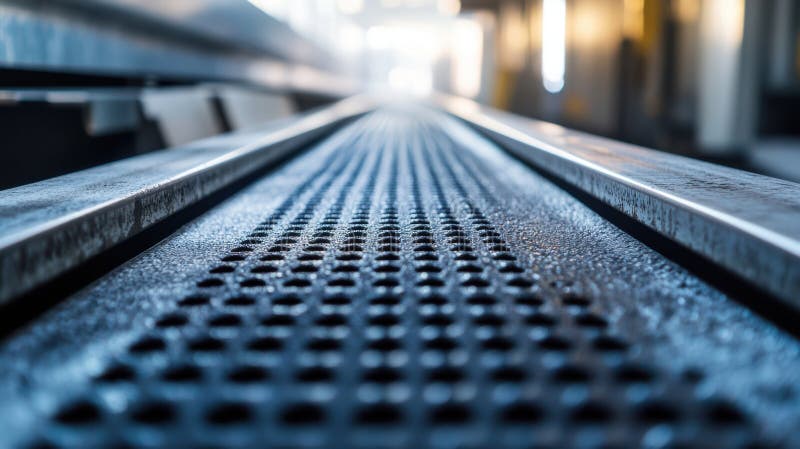 Industrial Perspective with Geometric Metallic Surface Pattern in ...