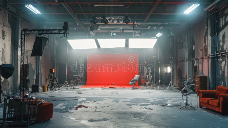 Industrial Photography Studio Setup with Red Backdrop Stock Image ...
