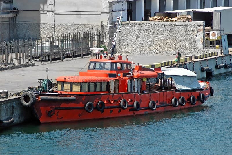 Industrial Pilot Ship and Lighthouse Stock Image - Image of lighthouse ...