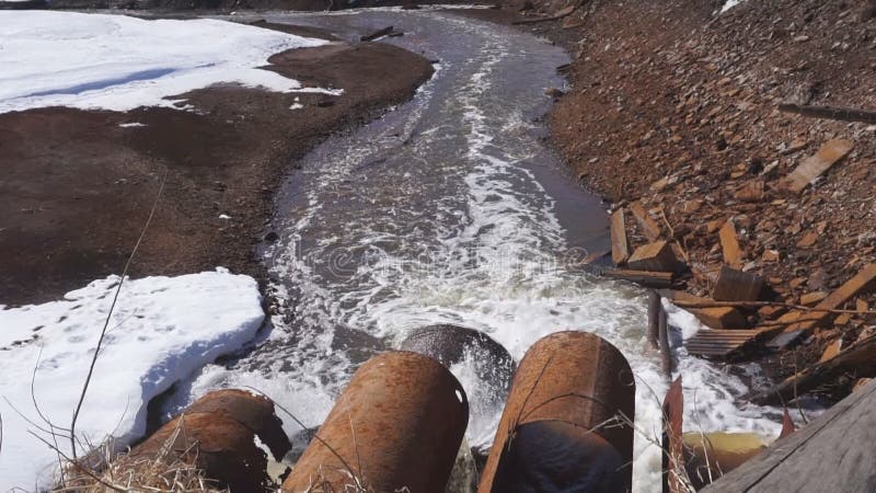 Industrial Pipe Discharging Liquid Waste. Stock Video - Video of ...