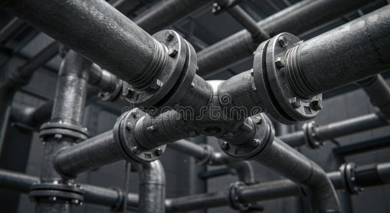 Industrial Pipe Intersections Stock Illustration - Illustration of ...