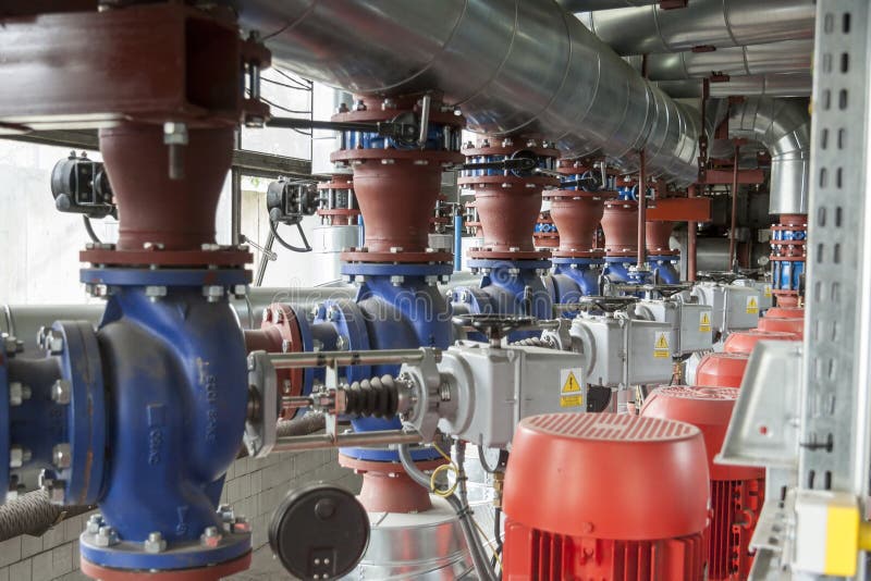 Industrial Pipe Line Installation. Stock Image - Image of condensate ...