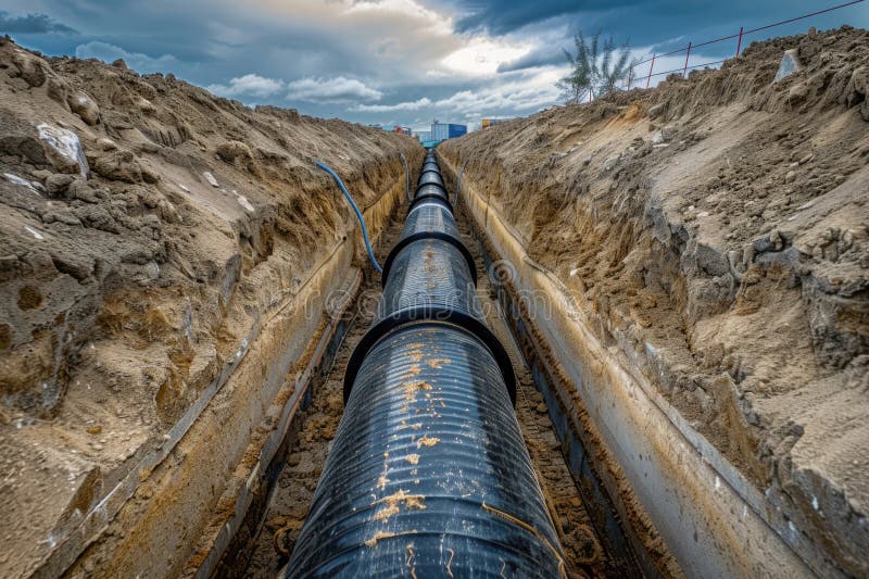 Industrial Pipe in Open Field, Suitable for Construction Projects Stock ...