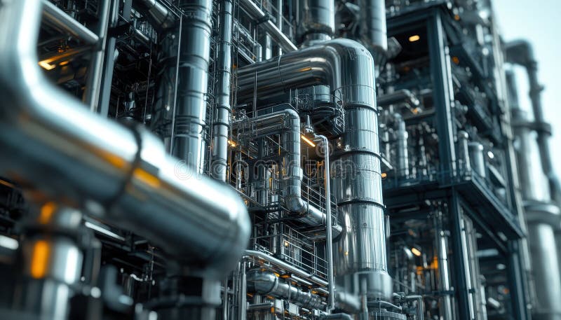 Industrial Pipe Rack at a Chemical and Hydrogen Processing Facility ...