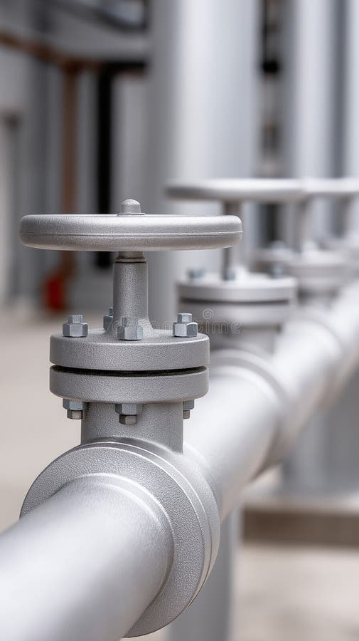 Industrial Pipeline with Valves Regulating Gas or Oil Flow in a Modern ...