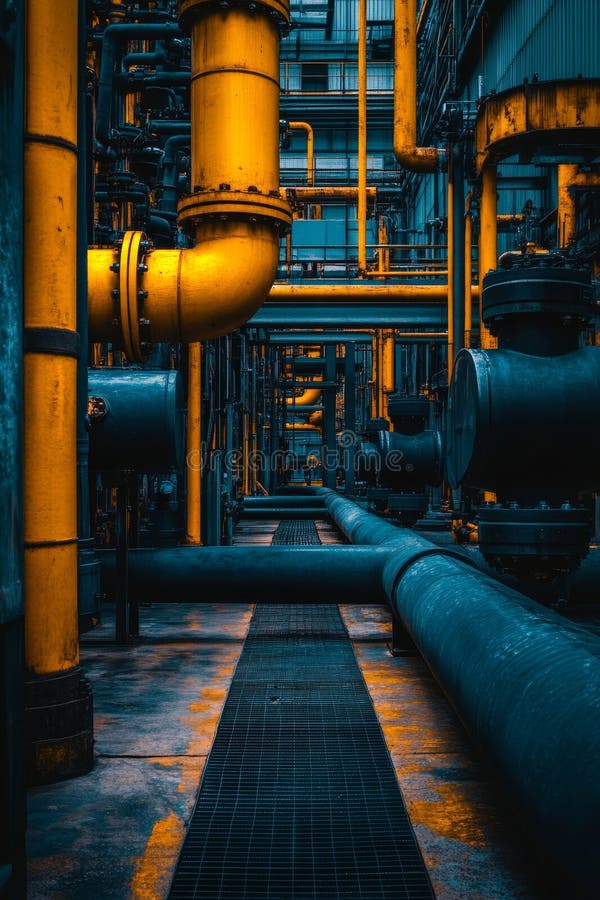 Industrial Pipeline Network Complex System of Pipes and Valves in an ...