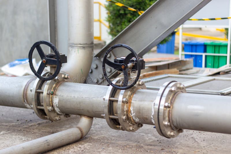 Industrial Pipeline System with Valves and Metal Structure Reflecting ...