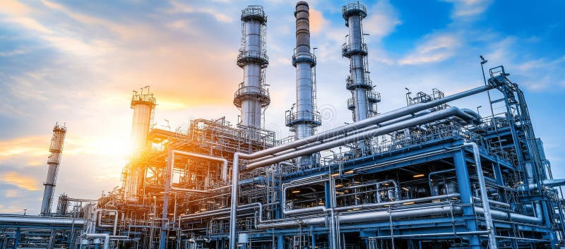 Industrial Pipeline in Oil Refinery Process for Gas and Oil Processing ...